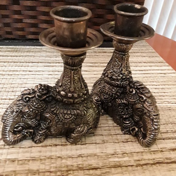 Unbranded | Accents | Pair Of Elaborate Elephant Candlestick Holders ...